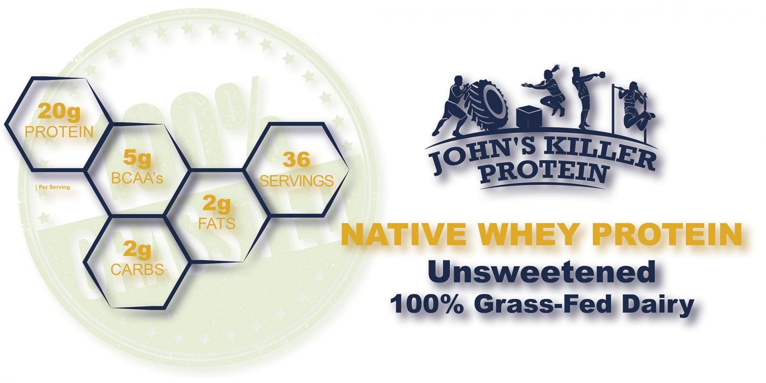 Unsweetened grass fed native whey protein - John's Killer Protein®