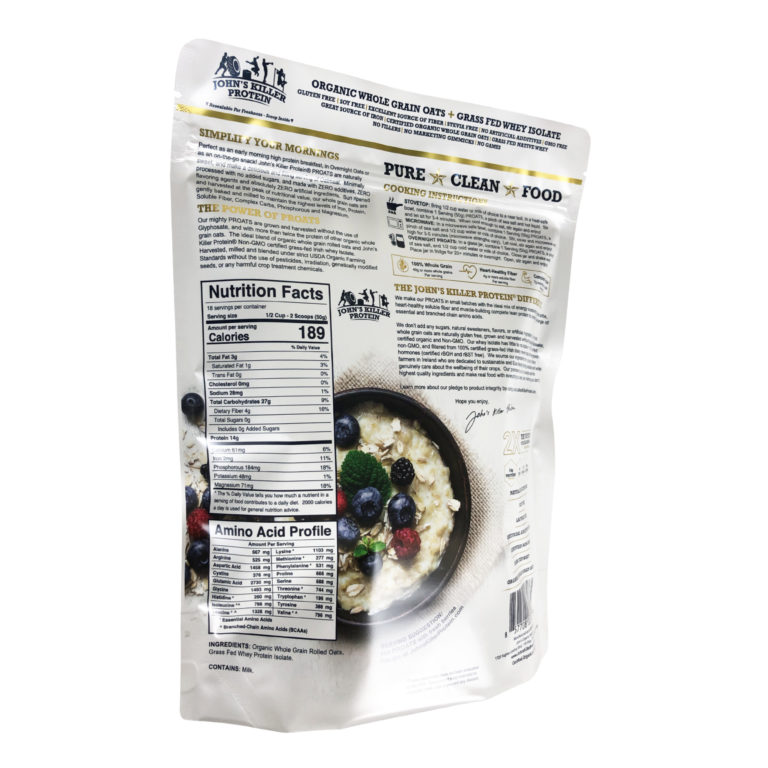 PROATS - high protein organic oats. Unsweetened - John's Killer Protein®