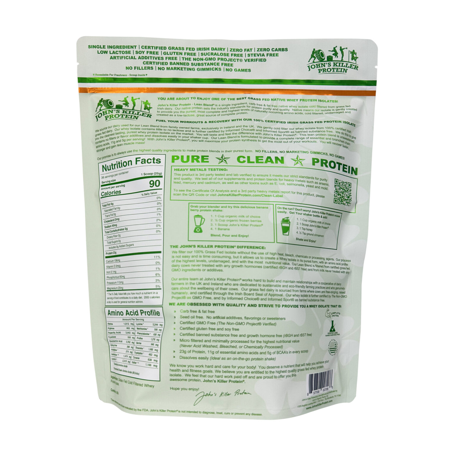 Seed Oil Free Protein, Unsweetened, unflavored grass fed whey isolate!