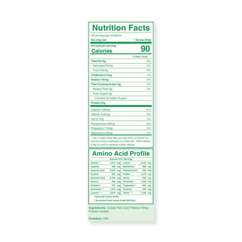 Seed Oil Free Protein, Unsweetened, unflavored grass fed whey isolate!
